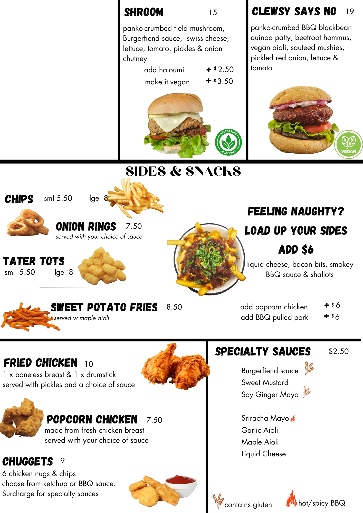 Menu – Burgerfiend Cessnock
